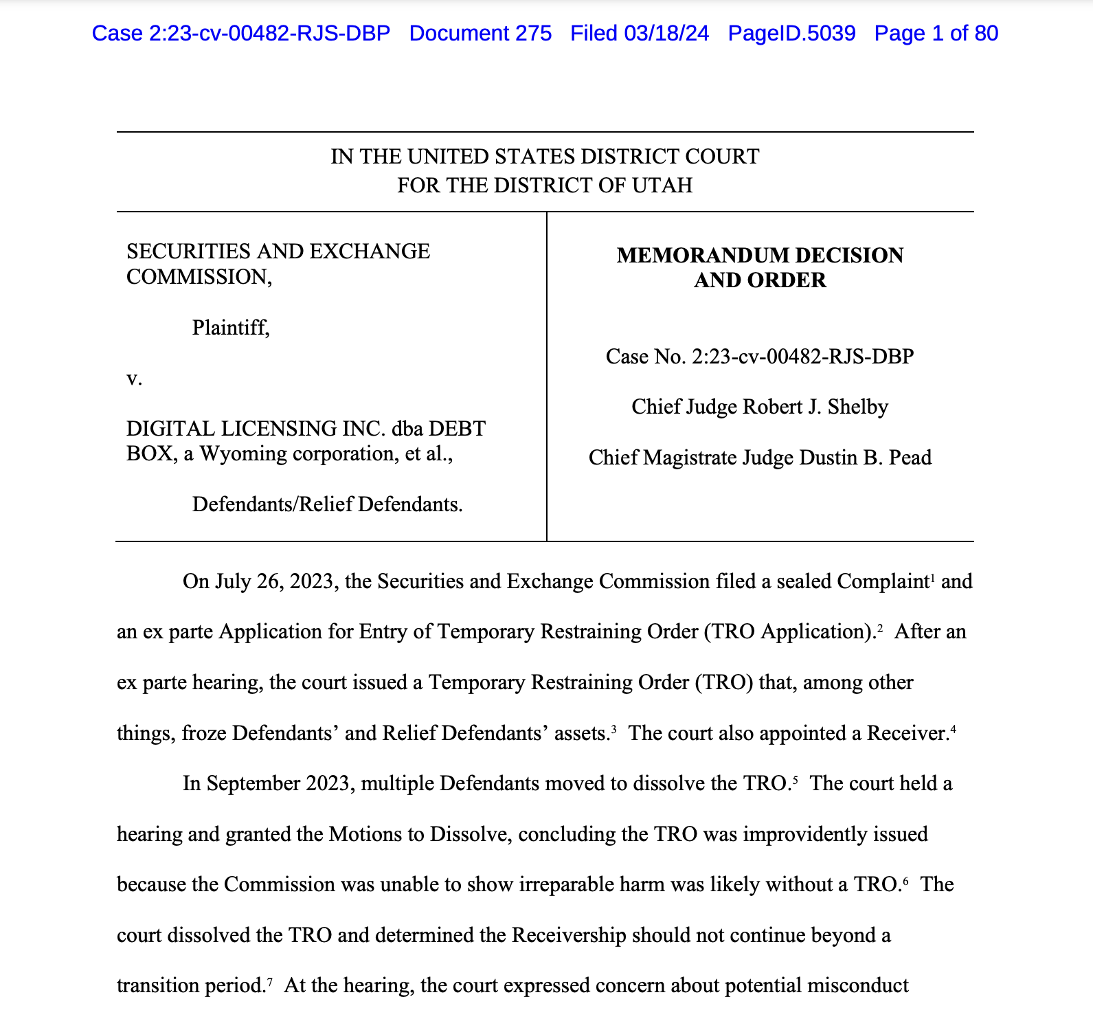 SEC Faces Sanctions from Federal Court for Serious Misconduct in DEBT ...